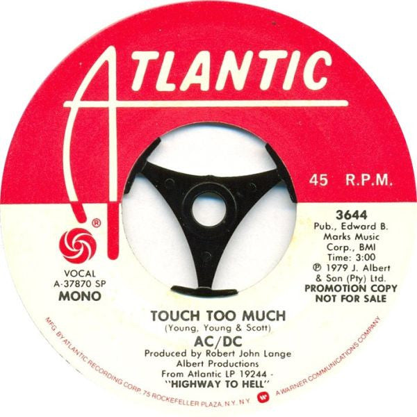 Ac/Dc "Touch Too Much" (7" vinyl, promo, used) – Aftermath Music